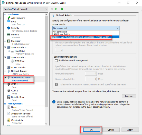 HƯỚNG DẪN CÀI SOPHOS VIRTUAL FIREWALL TRÊN HYPER V – VACIF