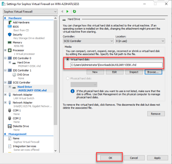 HƯỚNG DẪN CÀI SOPHOS VIRTUAL FIREWALL TRÊN HYPER V – VACIF